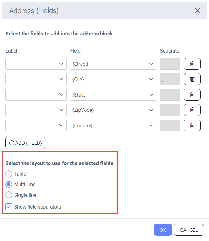 Working with the Address {Fields} signature element – Exclaimer Knowledge Base